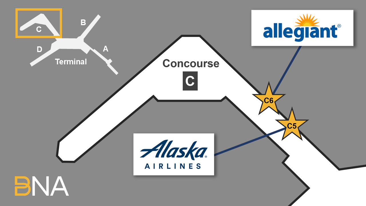 Allegiant, Alaska Moving to Concourse C | BNA Vision